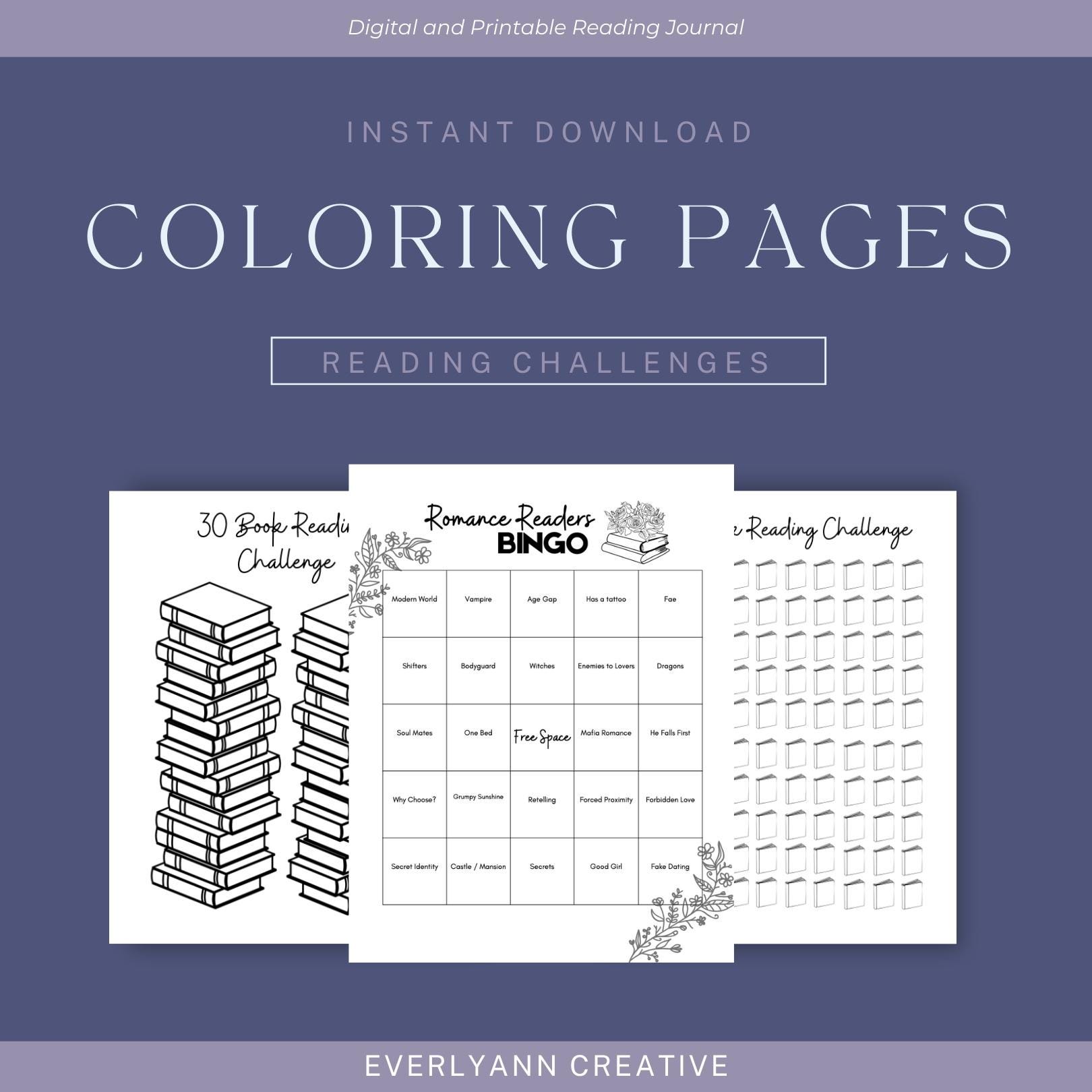 Printable Reading Journal | Digital Reading Journal | Romantasy | Dark ...