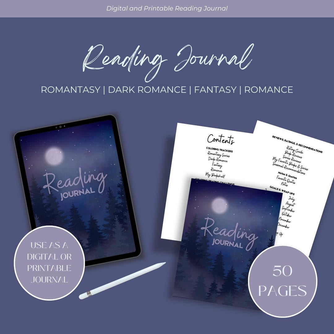 Printable Reading Journal | Digital Reading Journal | Romantasy | Dark ...