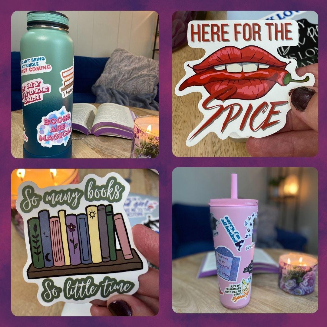 50 Bookish Vinyl Stickers | Spicy Romance Booktok Aesthetic Pack ...