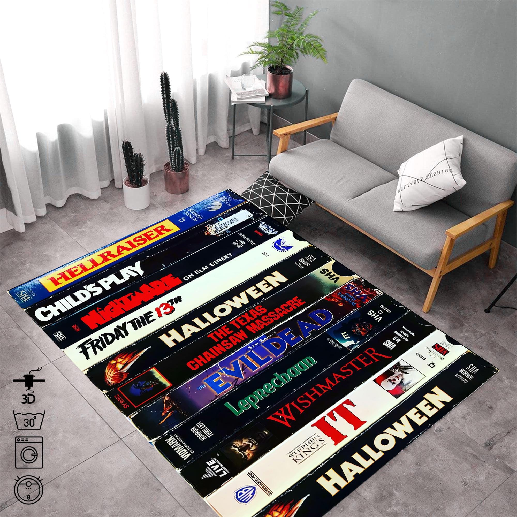 Retro Movies, VHS Films, Horror, Movie Rug, Home Decor Rug, Popular Rug ...