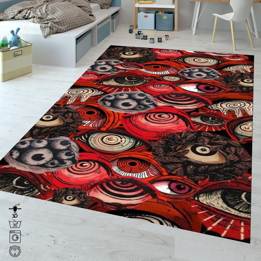 Red Horror Eyes Rug: Gothic Satanic Decor - Etsy