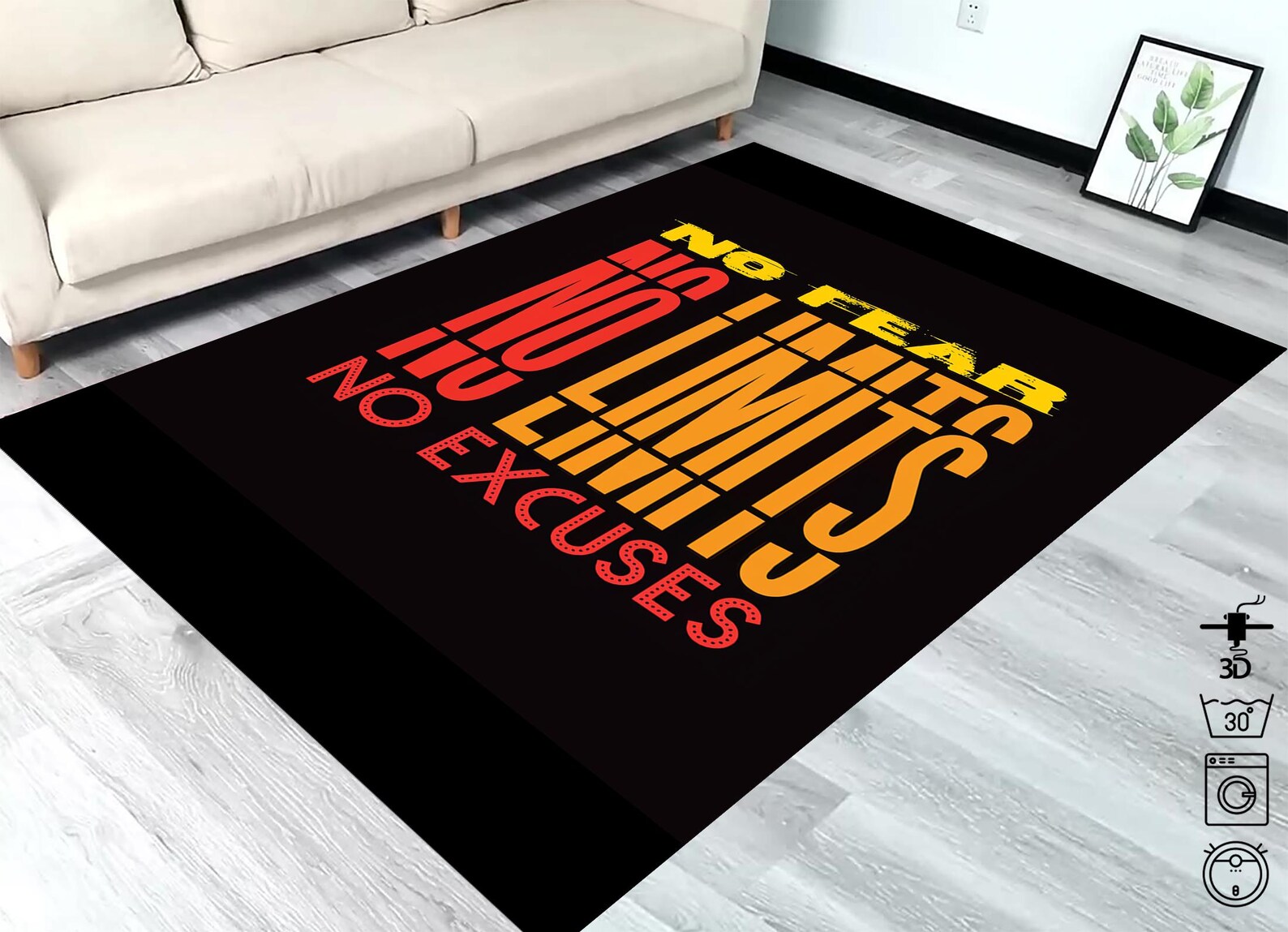 Daily Sports Exercise Patterned Rug, Gym Club ,train Hard Gym Rug ...