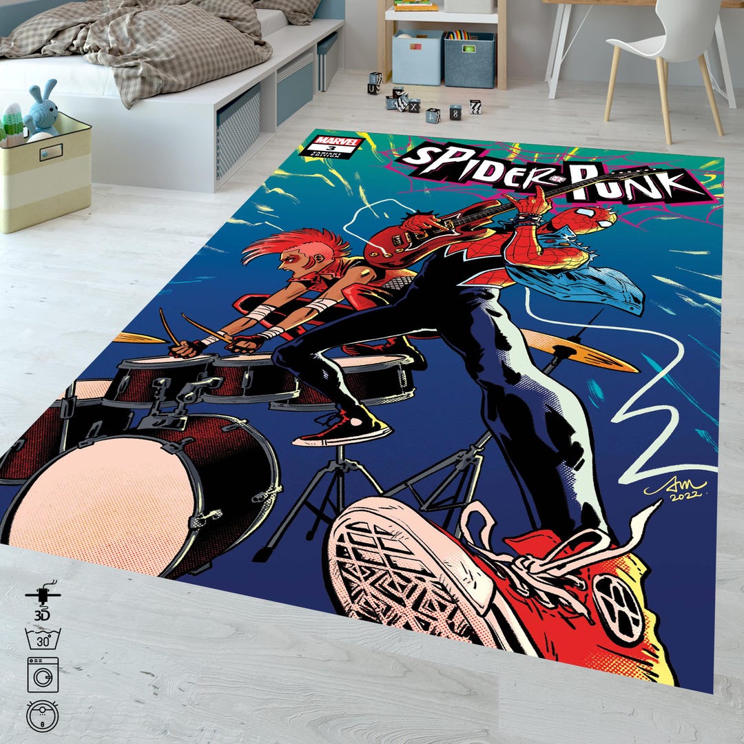 Spider Man Rug,spider-punk Rock,punk Rock Decor,spider Carpet,heavy ...