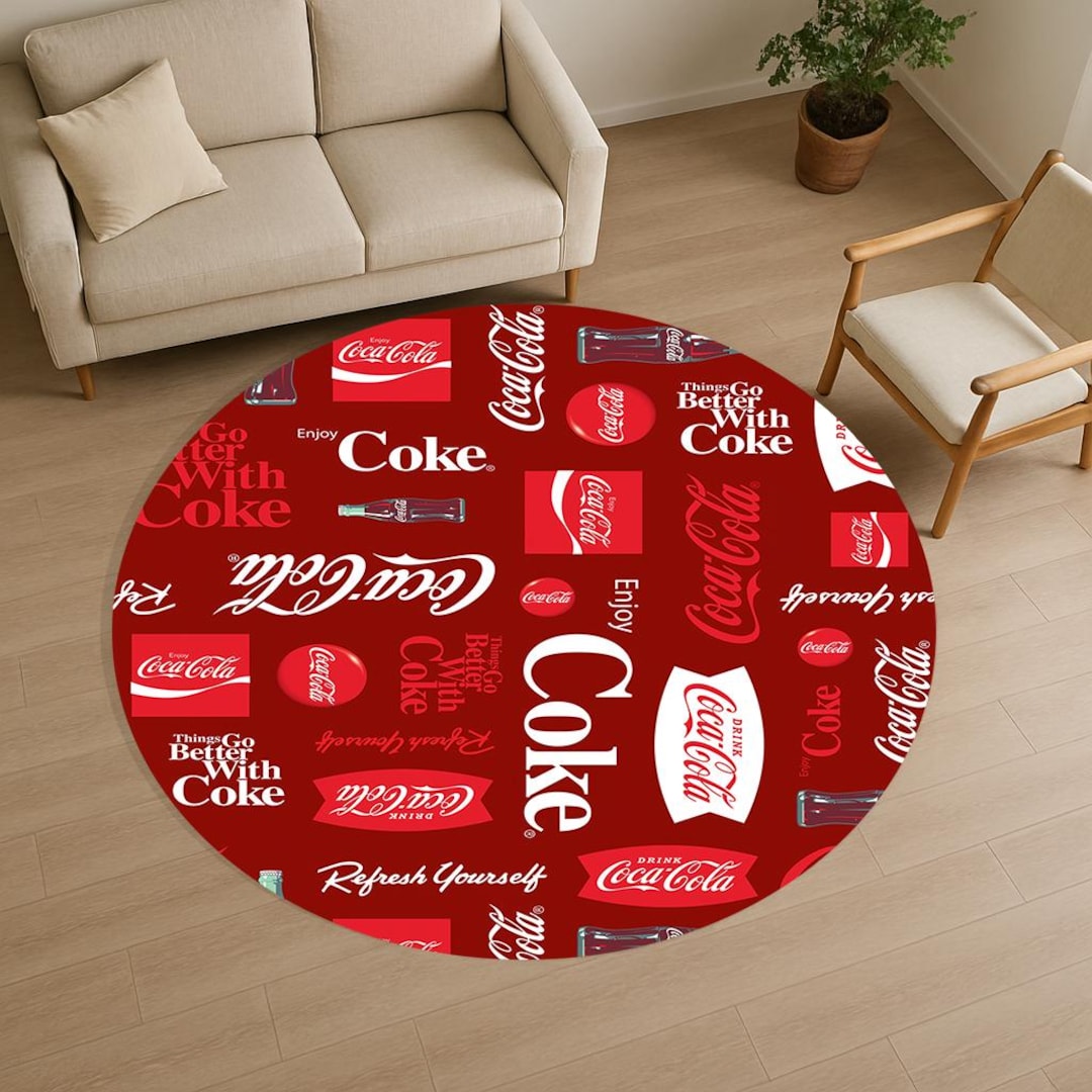 Coca Cola Round Rug: Kitchen Decor, Christmast Gift Carpet - Etsy