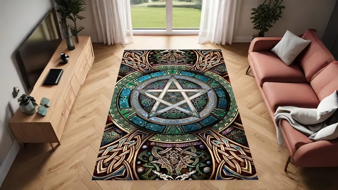 Celtic Pentacle Area Rug: Colorful Pagan Home Decor - Etsy