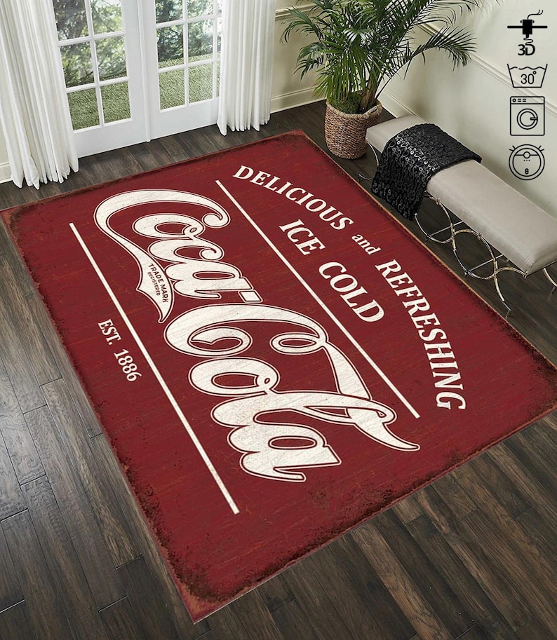 Coca Cola Rug,coca Cola Retro Art Rug, Nostalgic Art Rug, Aesthetic Rug ...