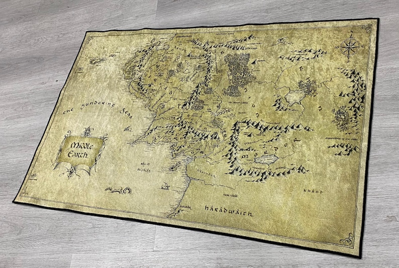 Map of Middle Earth Rug, Middle Earth Carpet, Map Area Rug, Shire Map ...
