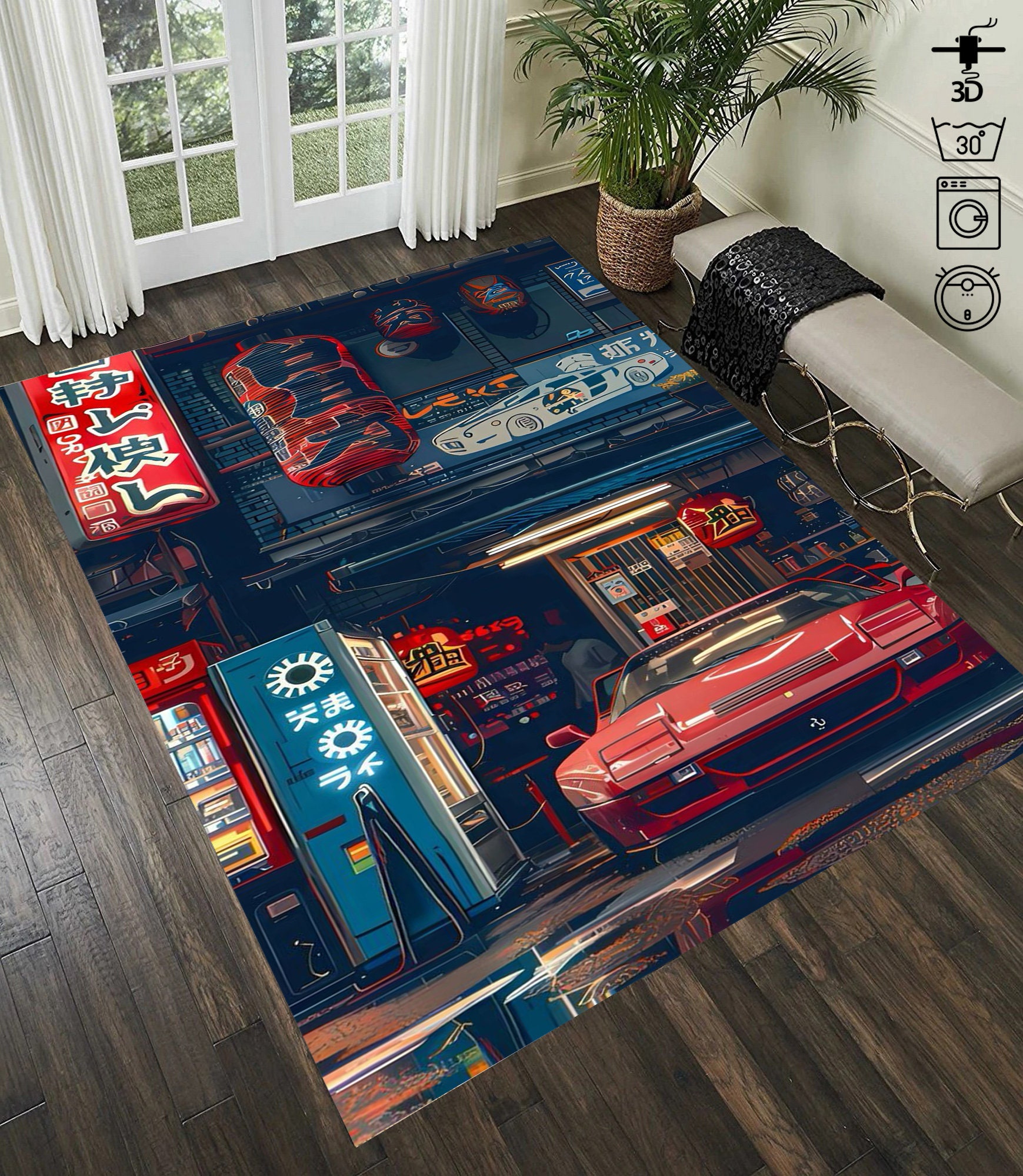 Dark City Rug,hong Kong City, Anime Rug, Racing Car Rug, Aesthetic Rug ...