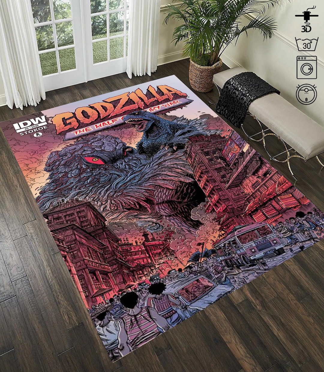 Godzilla , Godzilla Rug, Comic Books Rug,godzilla Legends Rug, Retro ...