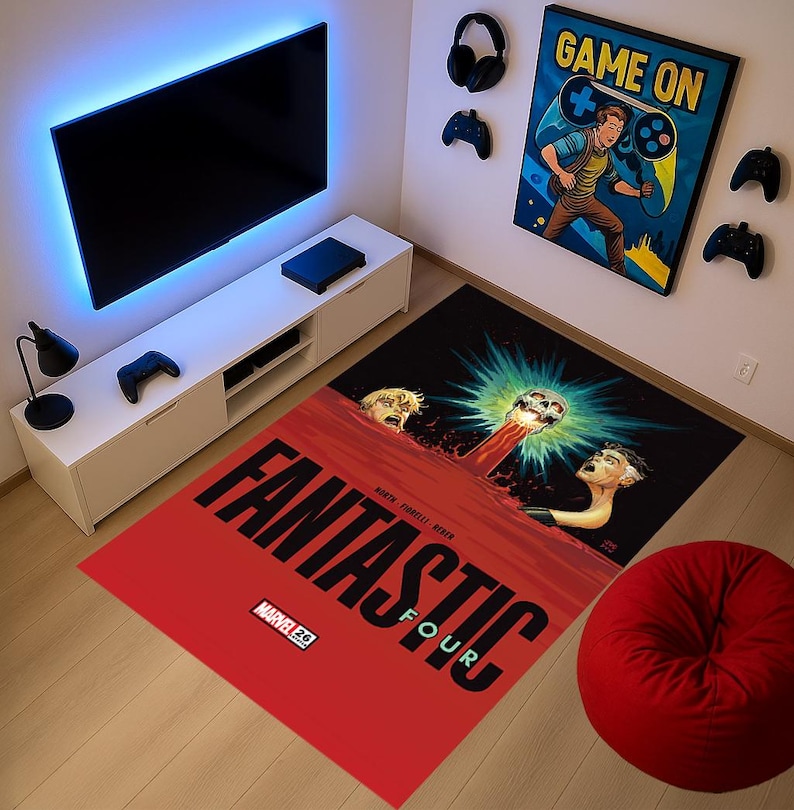 Fantastic Four Dark Comic Art Rug,horror Style Area Rug,superhero Fan ...