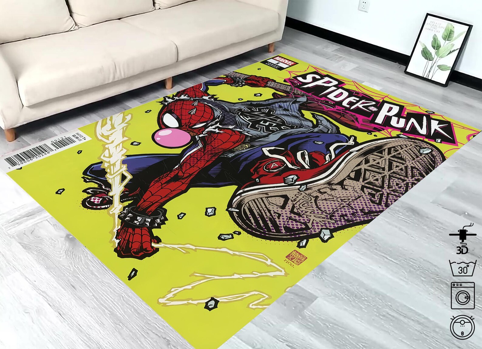 Spider-punk Rug: Punk Rock Comic Art Decor - Etsy
