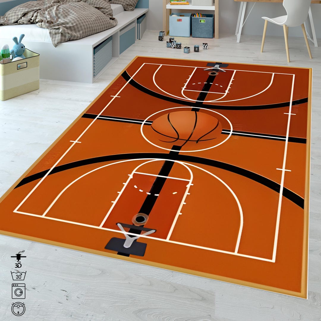 Basketball Field Patterned Rug,basketball Area Rug, Aesthetic Rug ...