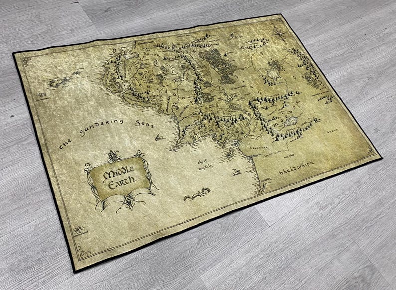 Map of Middle Earth Rug, Middle Earth Carpet, Map Area Rug, Shire Map ...