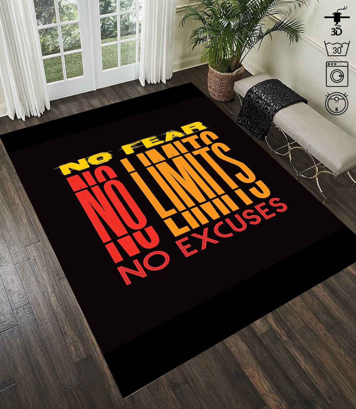 Daily Sports Exercise Patterned Rug, Gym Club ,train Hard Gym Rug ...