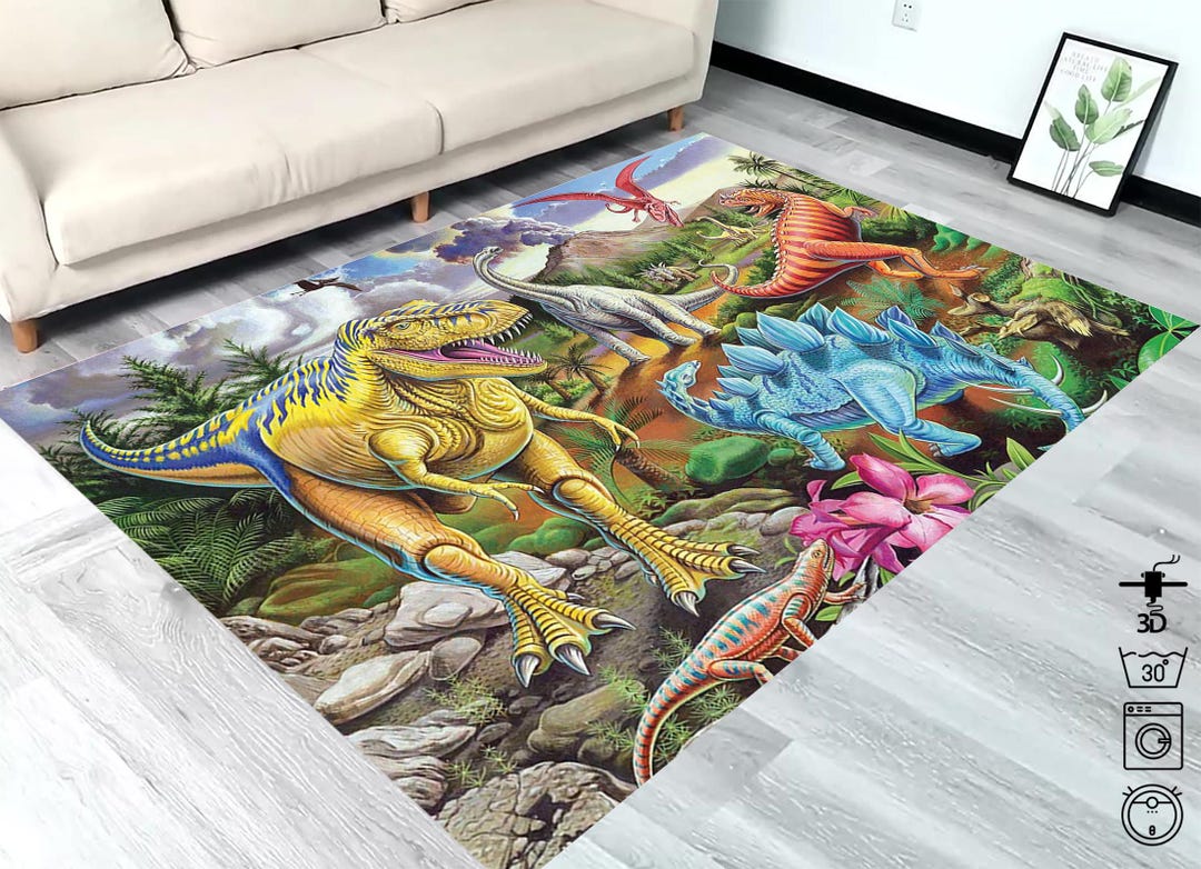 Dinosaur Rugs, Stone Age,dino Rug, Boy Room Rug, Children Rugs, Gift ...
