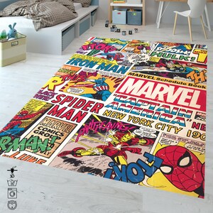 Retro Comic Book Area Rug: Super Hero Cartoon Design - Etsy