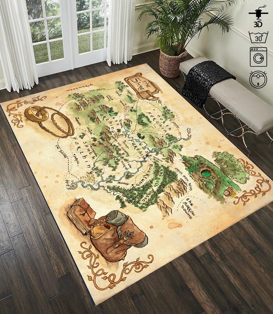 Middle Rug,map of Middle Earth Rug,gondor Rug,middle Rug,the Shire Map ...