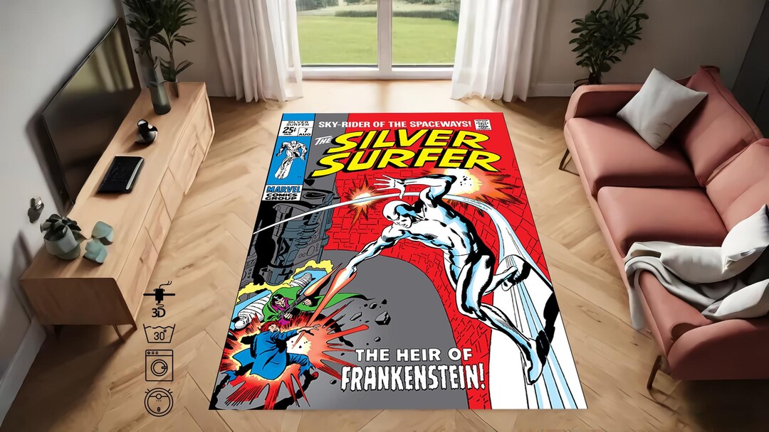 Silver Surfer Rug,comic Books Rug, Silver Surfer Legends Rug, Retro Rug ...