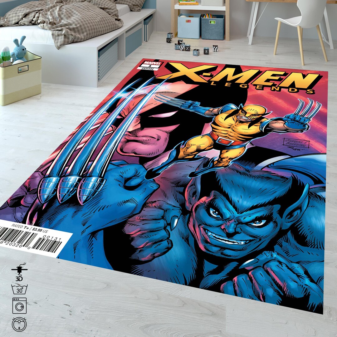 X-men Comic Book Rug: Gambit, Retro Cartoon Carpet - Etsy