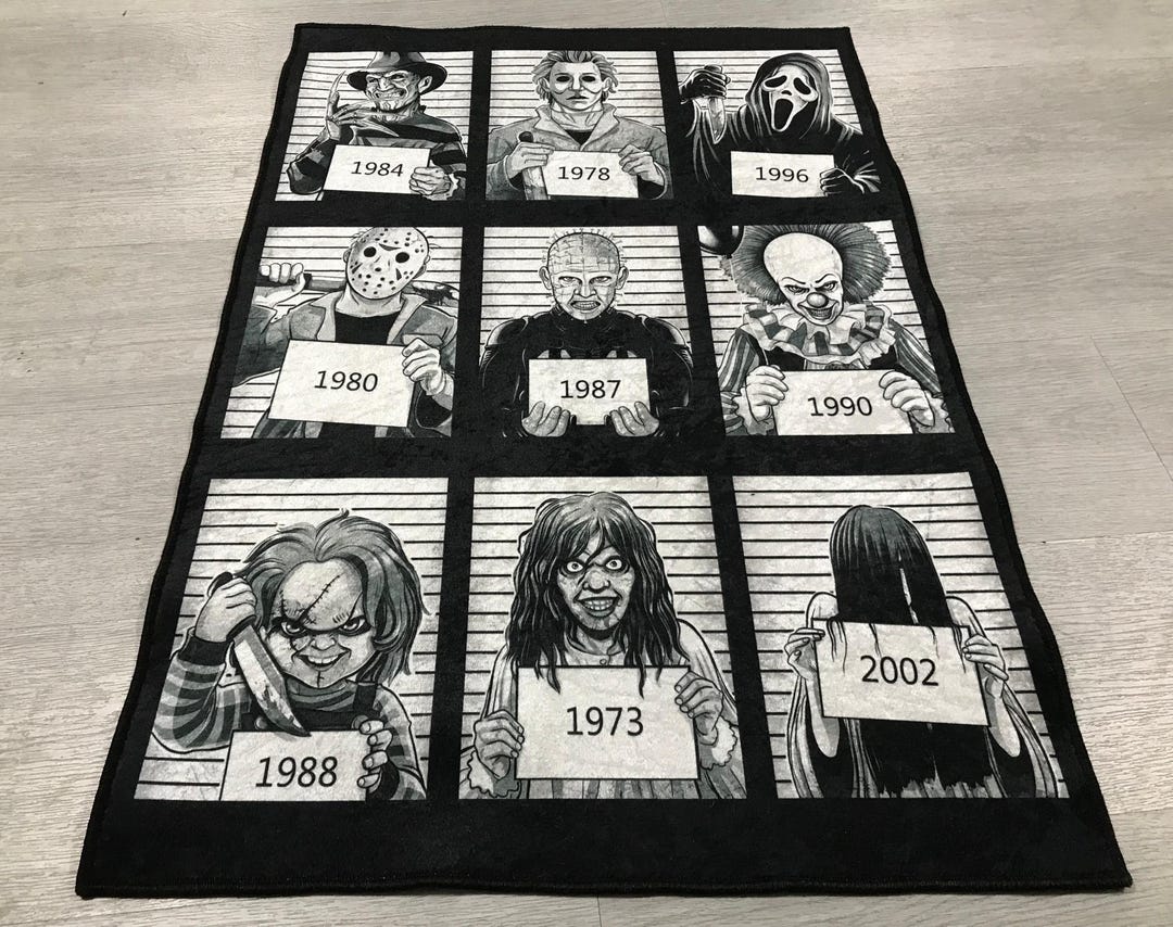 Horror Movie Mugshot Rug: Halloween Street Art Area Rug - Etsy