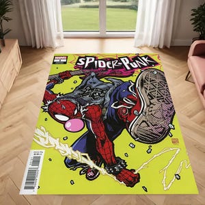 Spider-punk Rug: Punk Rock Comic Art Decor - Etsy