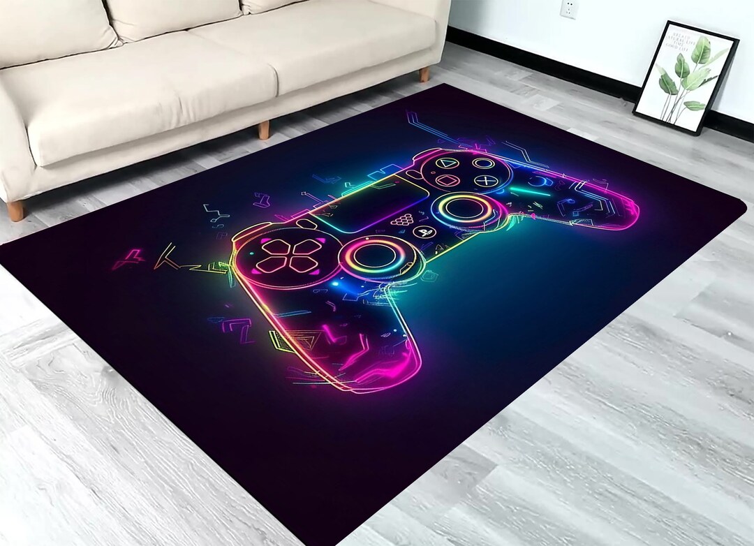Neon Game Controller, Game Controller Rug, Gamer Rug, Game Room Rug ...