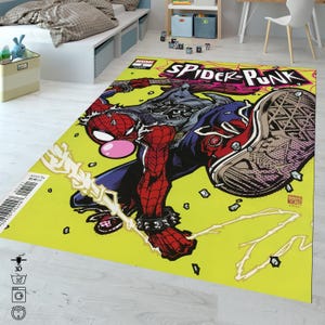 Spider-punk Rug: Punk Rock Comic Art Decor - Etsy