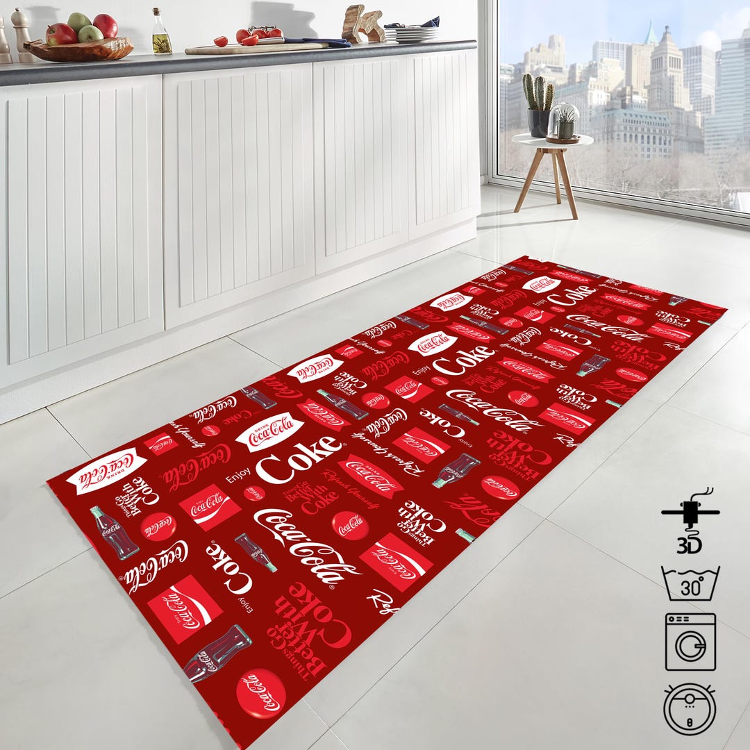 Coca Cola Rug,red Coke Christmas Runner ,christmas Long Rug, Gift ...