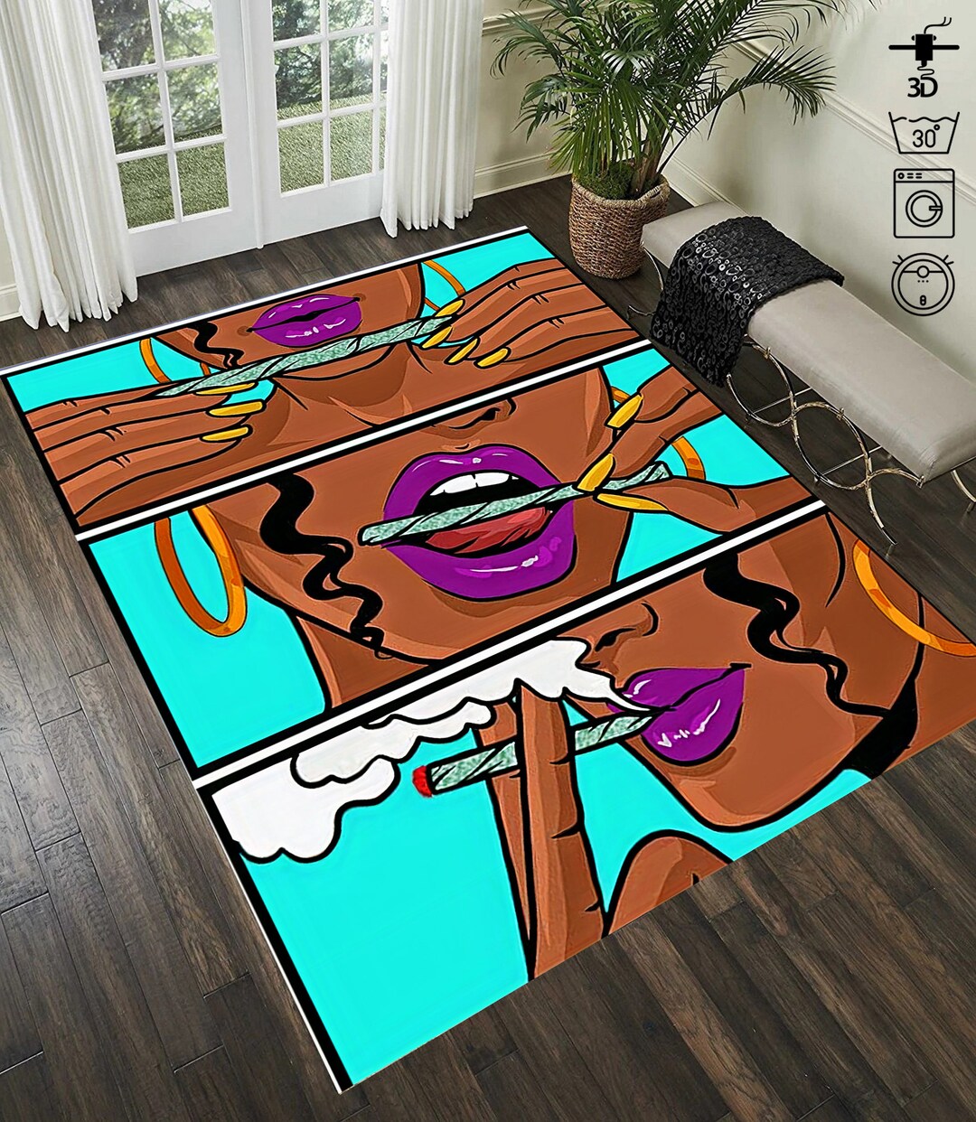 Pop Art Girl Rug: Graffiti Style, Modern Area Rug - Etsy
