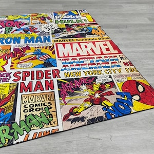 Retro Comic Book Area Rug: Super Hero Cartoon Design - Etsy
