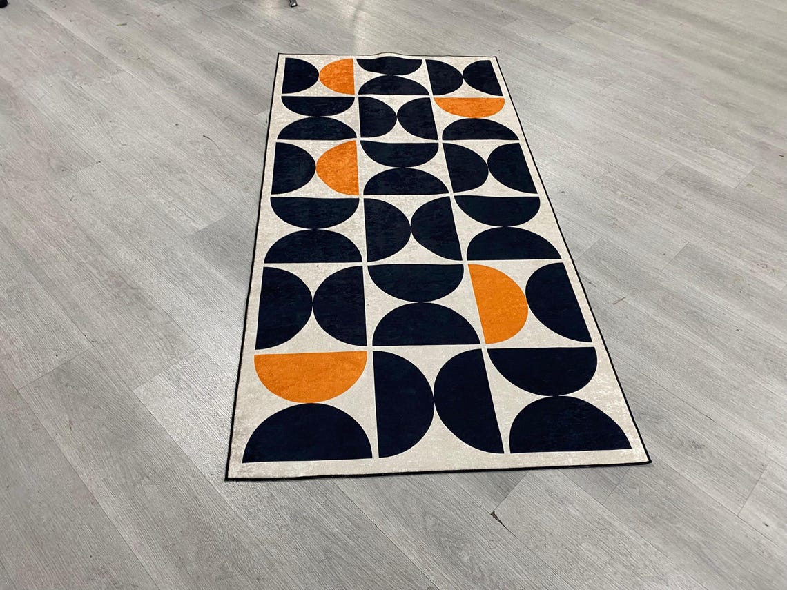 Mid Century Modern Rug: Geometric Abstract Area Rug - Etsy