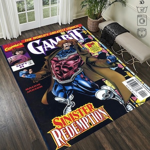 X-men Gambit Rug, Retro Comic Book Cover Carpet - Etsy