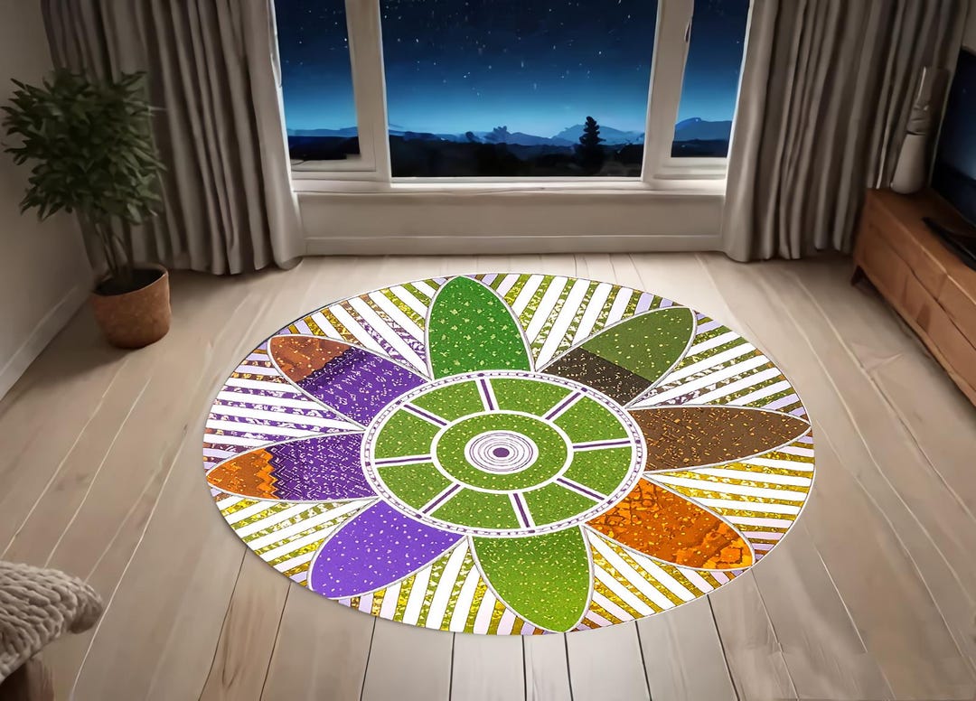 African Patterned Round Rug: Colorful Decor Carpet - Etsy