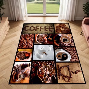 Coffee Time, Decorative Kitchen Rug, Area Rug, Living Room, Modern Rug ...