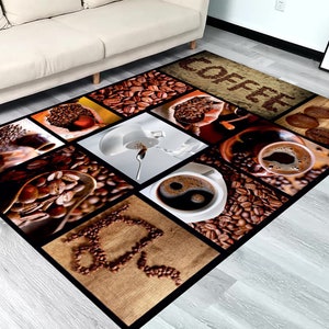 Coffee Time, Decorative Kitchen Rug, Area Rug, Living Room, Modern Rug ...