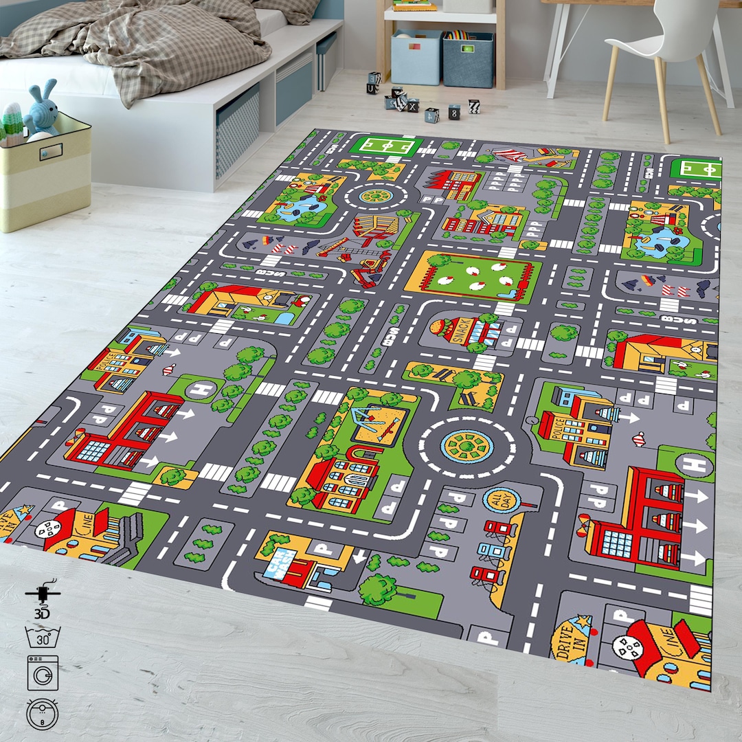 Road Rug,car Rug,traffic Rug,car Racing Rug,children's Play Mat,road ...