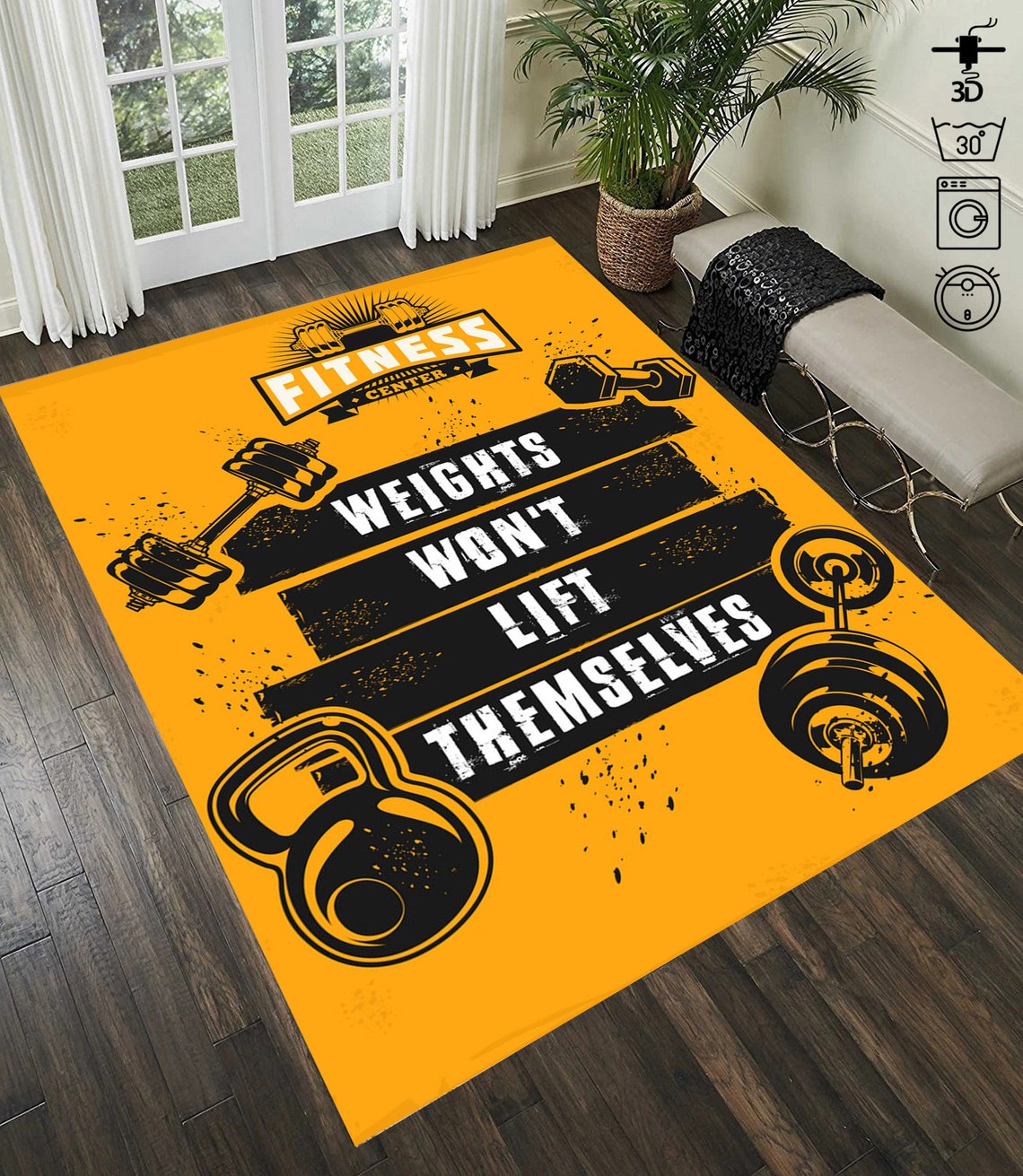 Gym Rug: Bodybuilding Fitness Patterned Carpet, Custom Made - Etsy