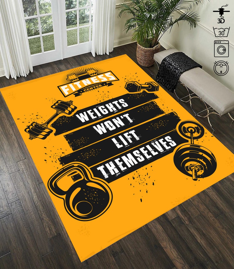 Gym Rug: Bodybuilding Fitness Patterned Carpet, Custom Made - Etsy