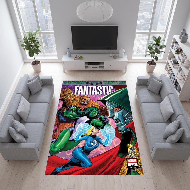 Fantastic Four Vs Doctor Doom Rug,comic Art Area Rug,superhero Living ...