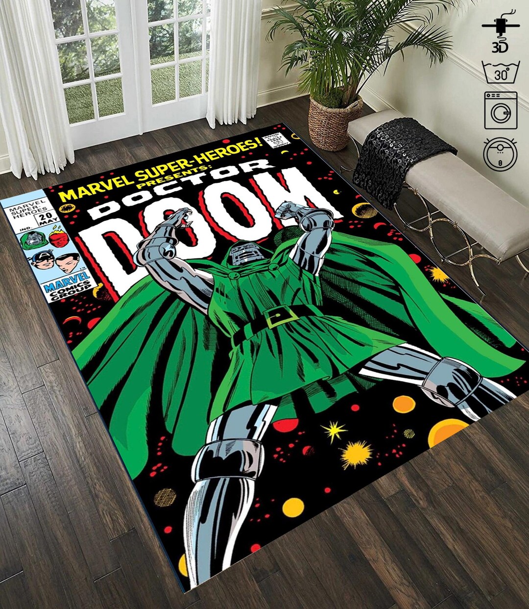Doctor Doom Rug: Superhero Comic Book Cover Area Rug - Etsy