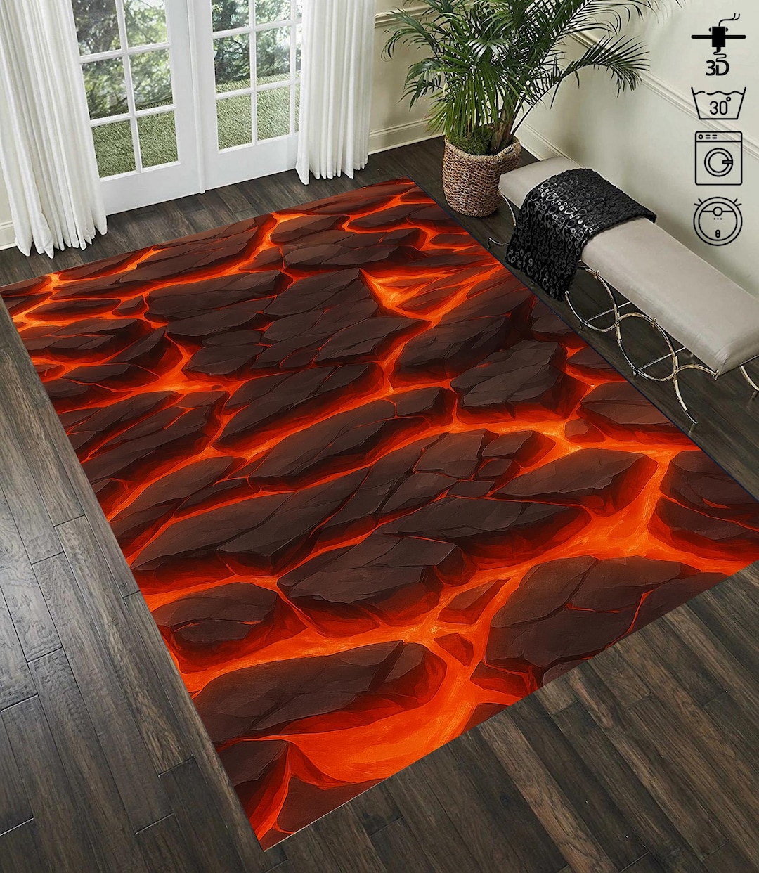 Lava Pattern Rug: Modern Volcano Hallway Rug - Etsy