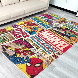 Retro Comic Book Area Rug: Super Hero Cartoon Design - Etsy