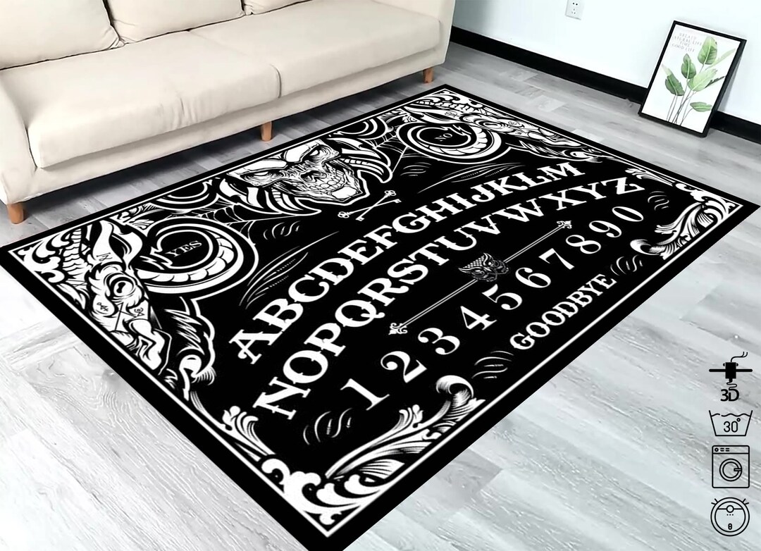 Black Ouija Rug,witchy Spirit Board Mat,gothic Design Carpet,pentacle ...