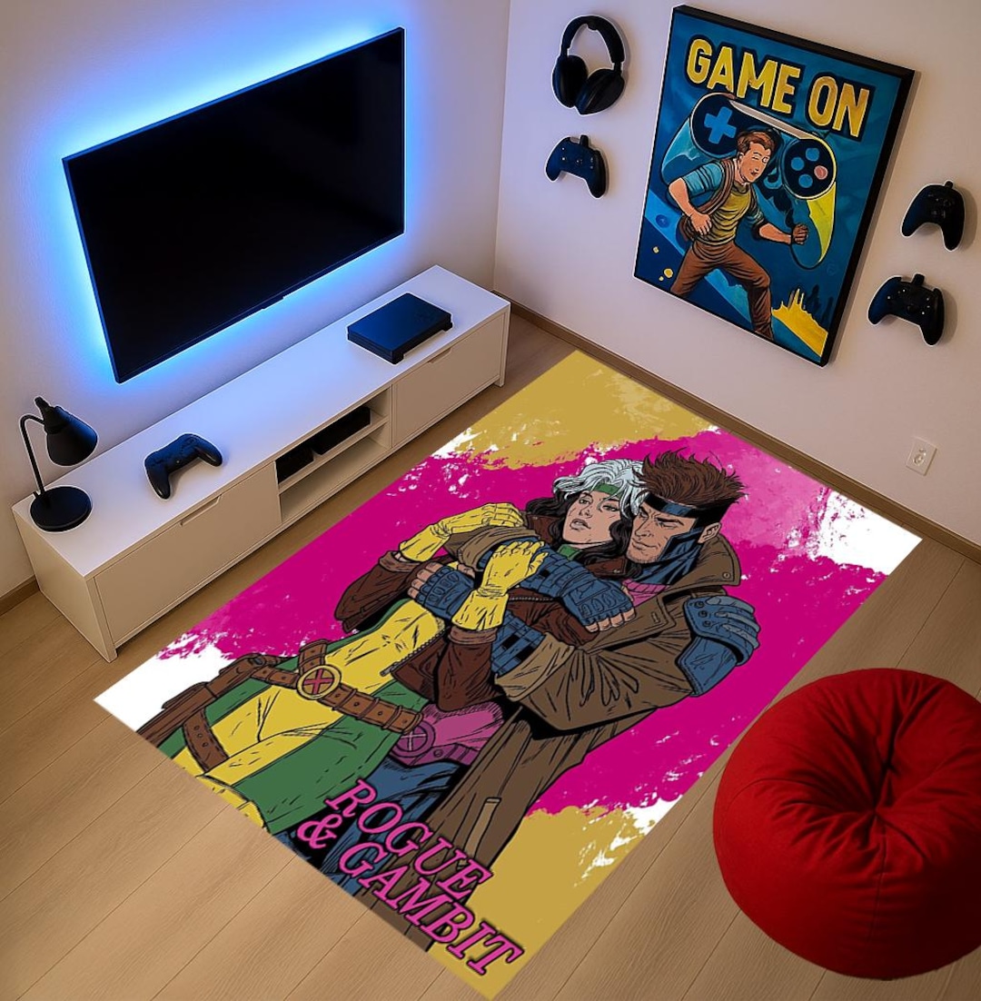 Gambit Comic Book Rug: Retro X-men Cartoon Carpet,rogue & Gambit - Etsy