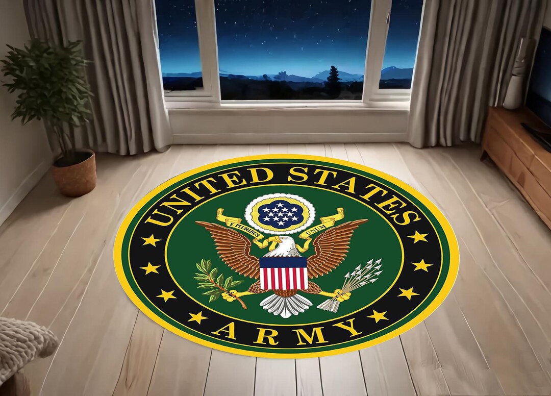 United States Logo Pattern Round Rug, Office Rug, American Eagle Decor ...