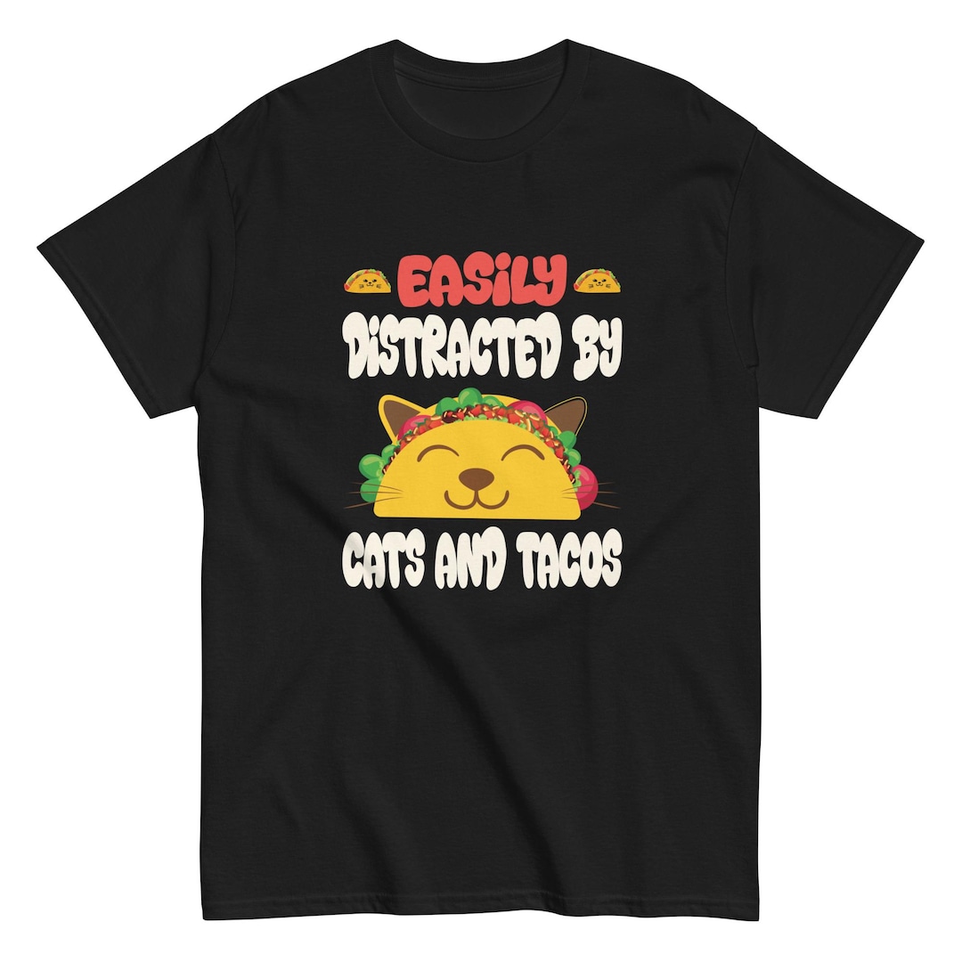 Easily Distracted by Cats and Tacos Kawaii Cat Lovers Unisex Tee - Etsy