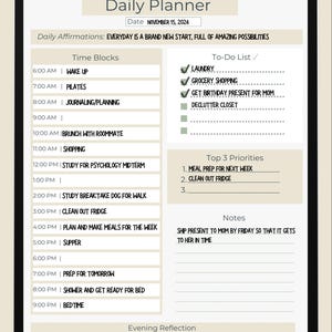 Daily Digital Planner, Task Organizer, Daily Schedule Planner, Goal ...