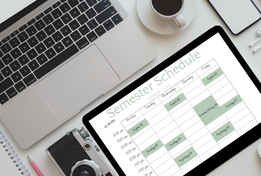 School Semester Schedule Template, Academic Planner (printable ...