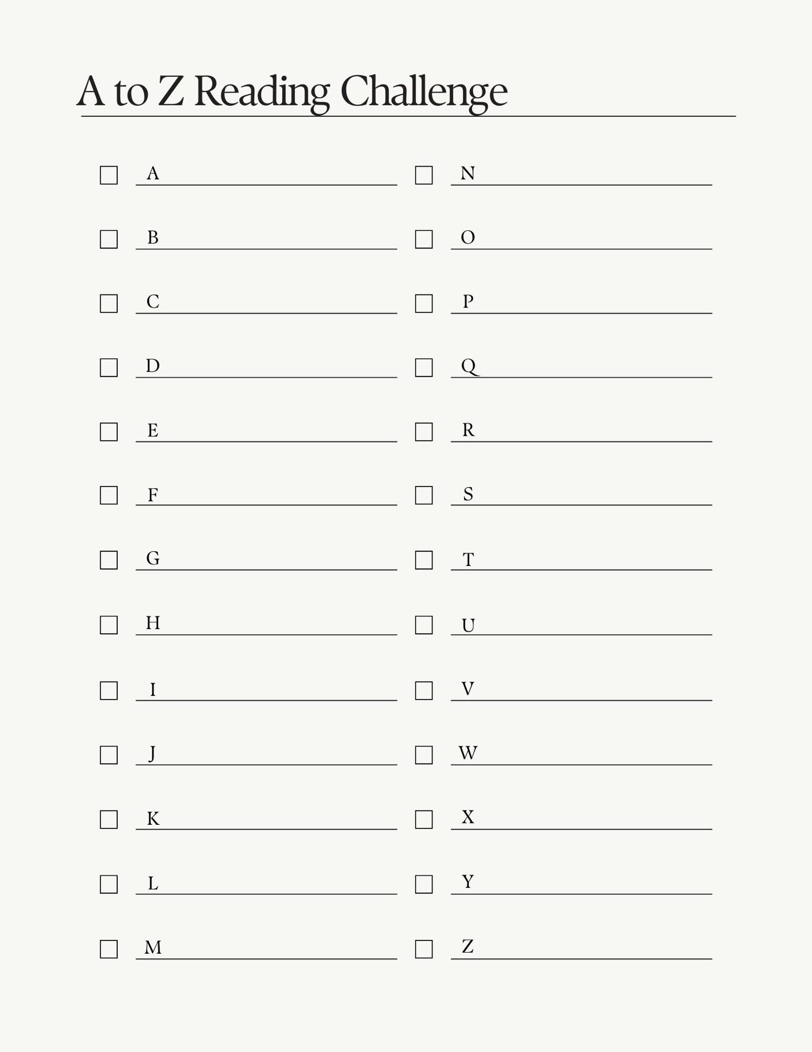 Digital & Printable Book Journal Pages for Reading Enthusiasts- A to Z ...