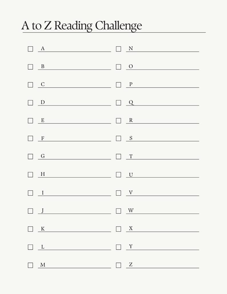 Digital & Printable Book Journal Pages for Reading Enthusiasts- A to Z ...